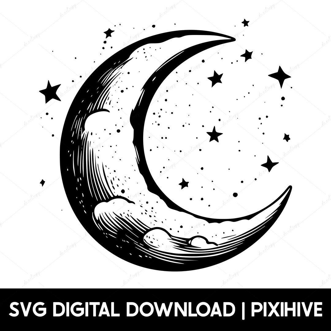 Moon SVG, Moon Phase SVG, Moon and Stars SVG, Celestial Svg Png ...