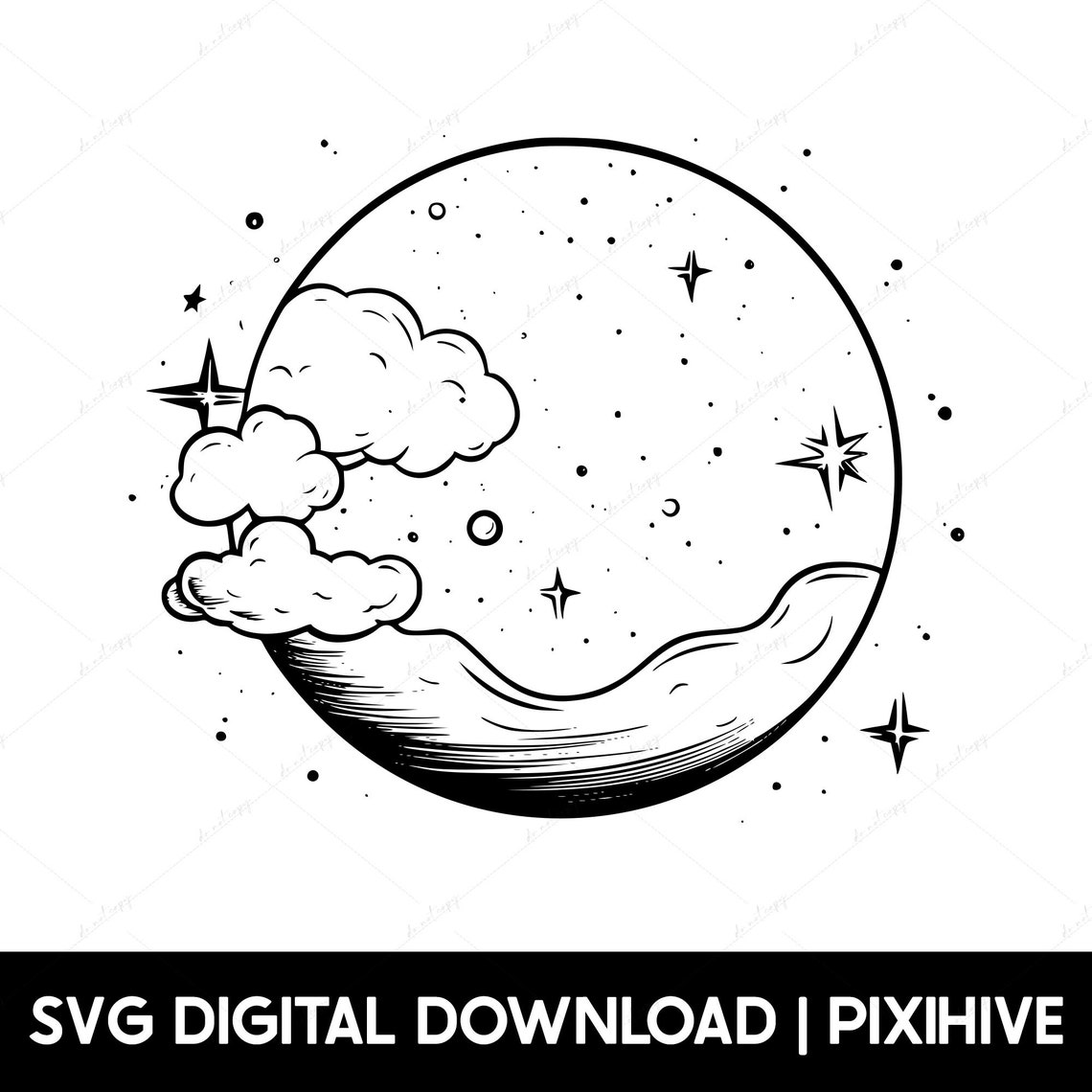 Moon SVG, Moon Phase SVG, Moon and Stars SVG, Celestial Svg Png ...