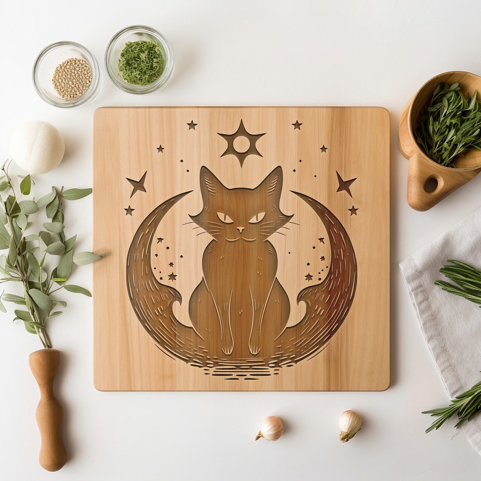 Black Cat SVG, Witchy Sublimation Design, Mystical Cat Vector File ...