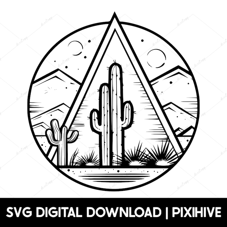 Desert Cactus SVG, Southwestern Clipart, Cactus Clipart, Succulent SVG ...