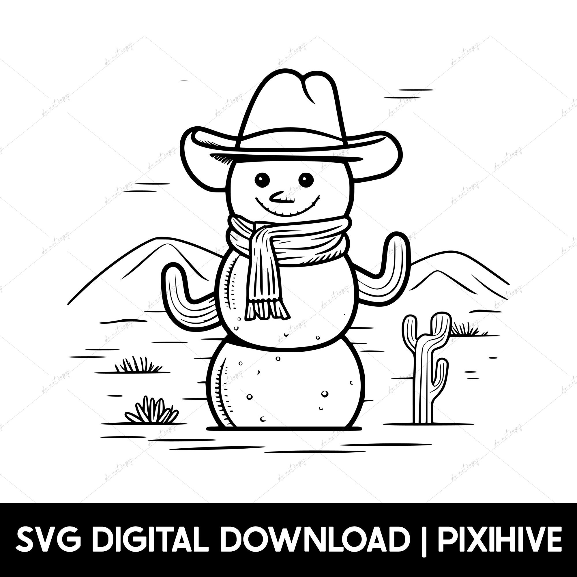 Cowboy Snowman SVG, Snowman Face SVG, Christmas Laser Cut File, Western ...
