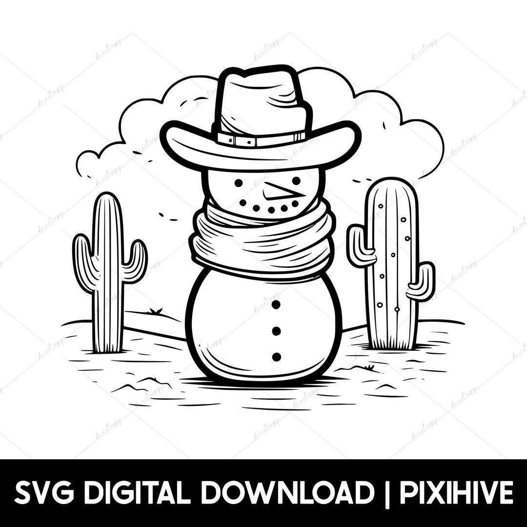 Western Snowman SVG, Snowman Face SVG, Christmas Laser Cut File, Cowboy ...