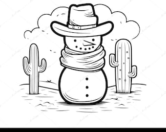 Cowboy Snowman SVG, Snowman Face SVG, Christmas Laser Cut File, Western ...