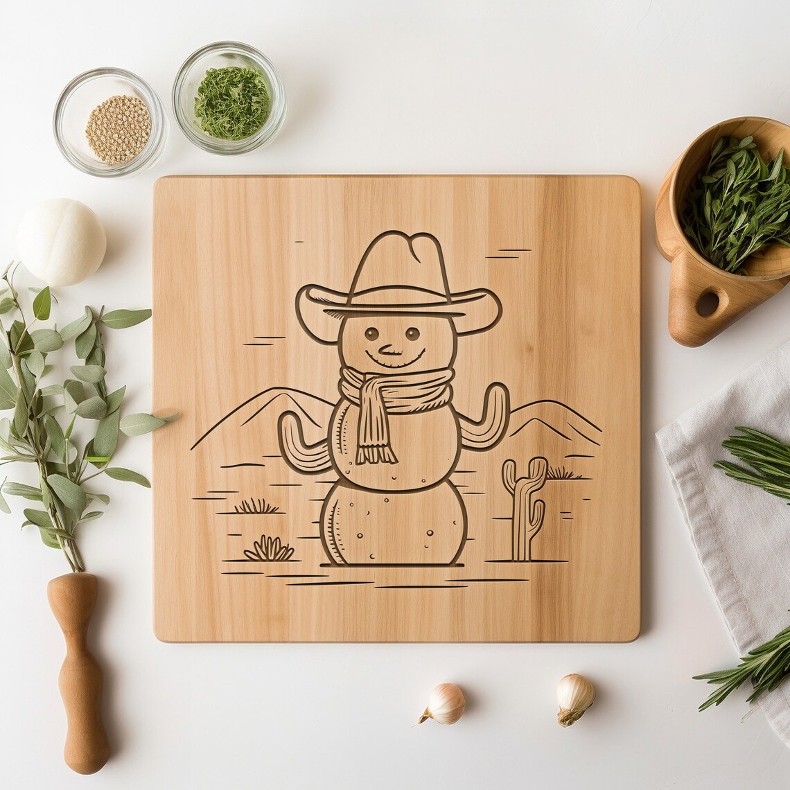 Cowboy Snowman SVG, Snowman Face SVG, Christmas Laser Cut File, Western ...