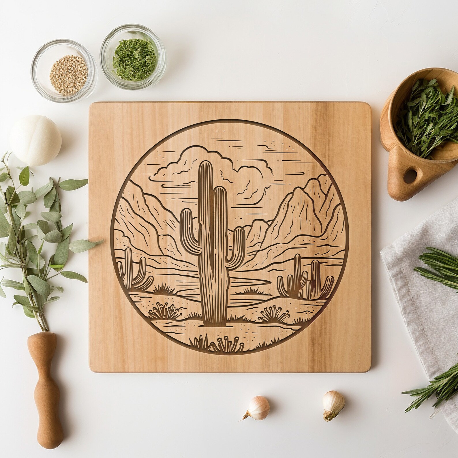 Boho Cactus SVG File, Succulent SVG, Cactus Clipart, Desert Scene SVG ...