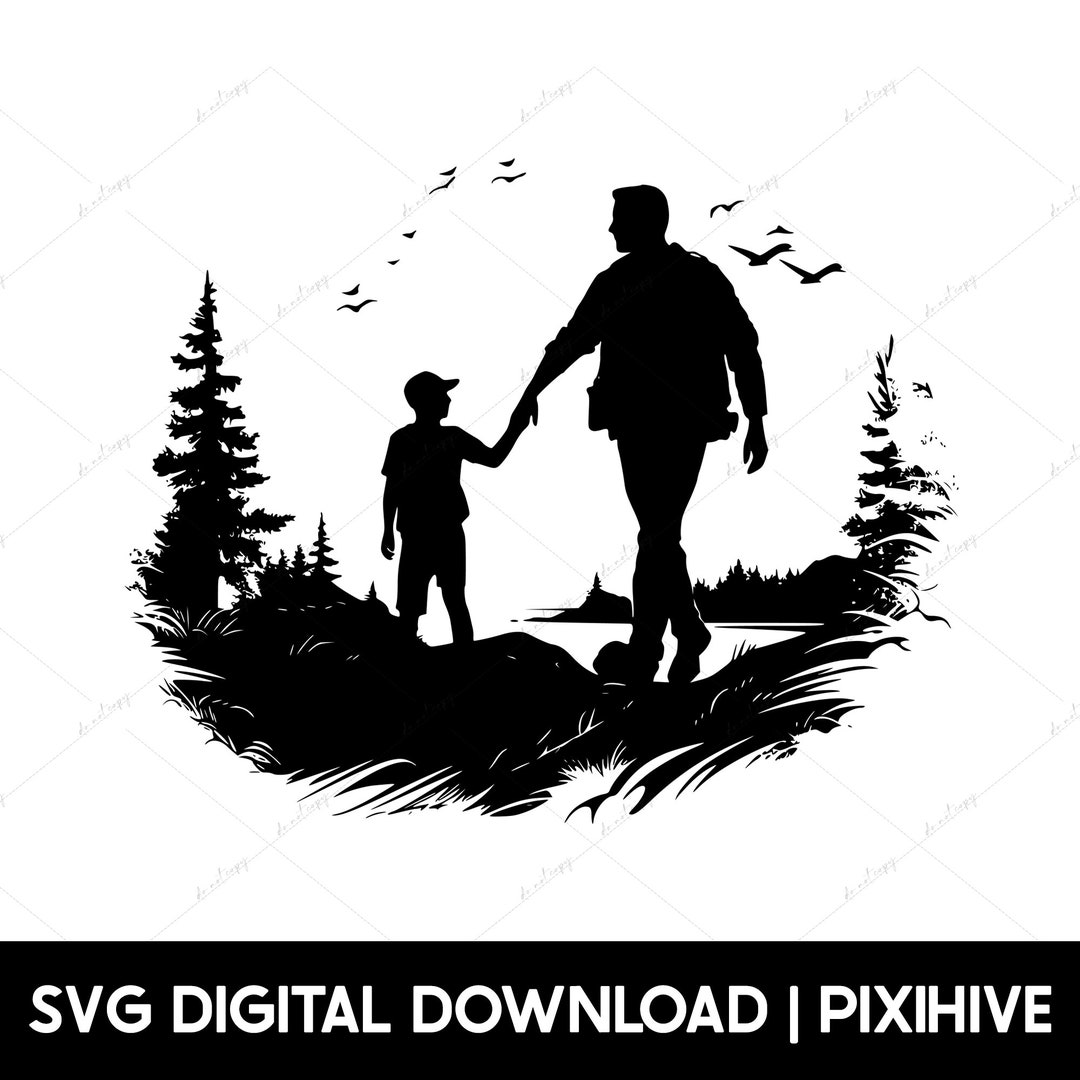 Fishing SVG, Fathers Day SVG, Grandpa SVG, Dad and Son Vector, Father ...