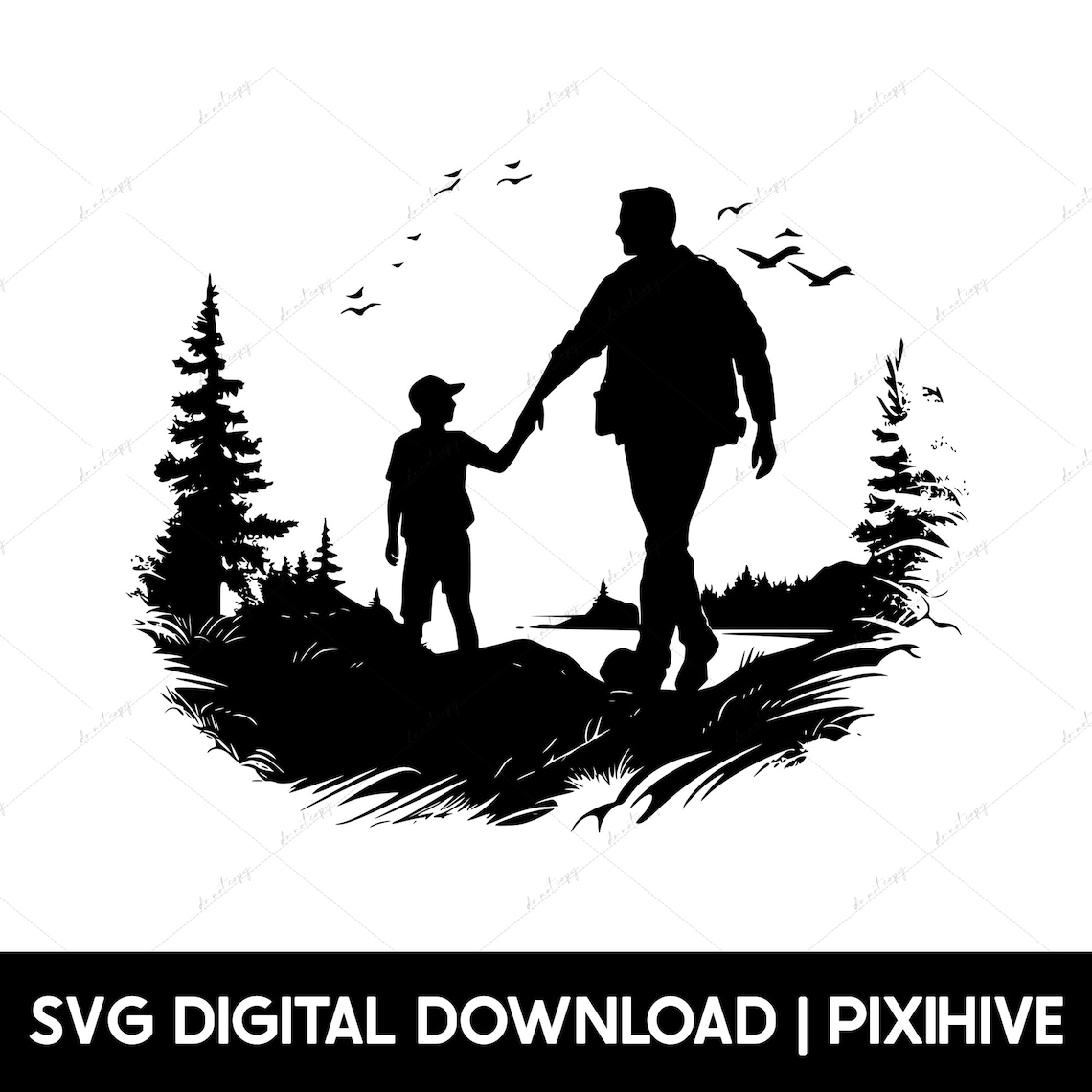 Fishing SVG, Fathers Day SVG, Grandpa SVG, Dad and Son Vector, Father ...