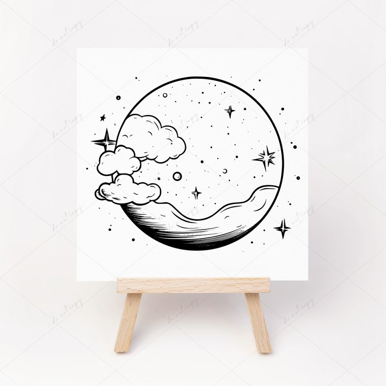 Moon SVG, Moon Phase SVG, Moon and Stars SVG, Celestial Svg Png ...