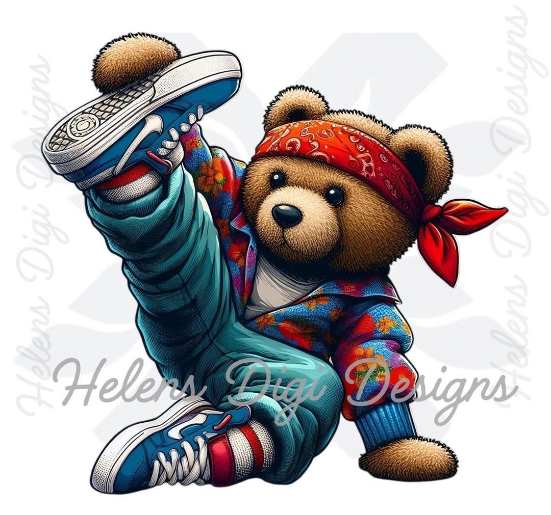 Hip Hop Teddy Bear PNG, Urban Design for Sublimation, Teddy Bear ...
