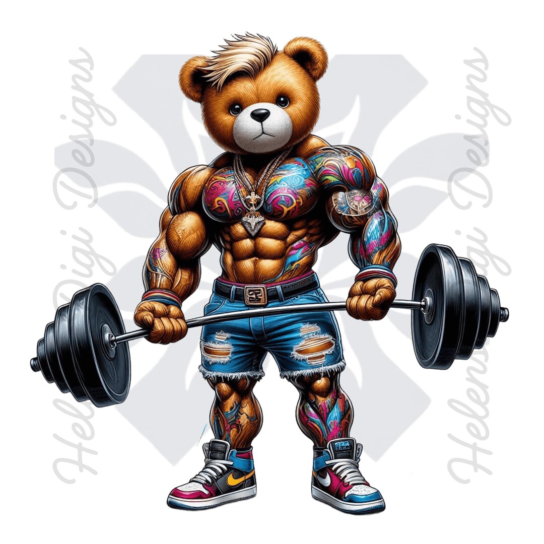 Hip Hop Bodybuilder Bear PNG, Urban Design for Sportswear Sublimation ...