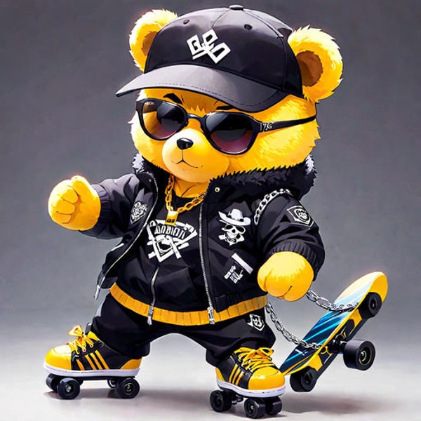 Gangster Teddy Bear Drawing - Etsy