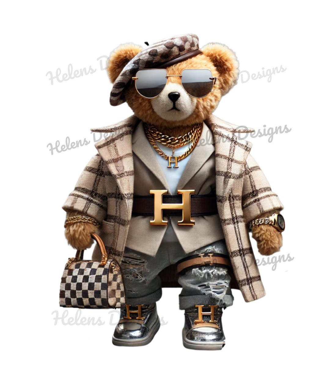 Urban Style Teddy Bear, Teddy Bear PNG, Sublimation Design, Modern ...