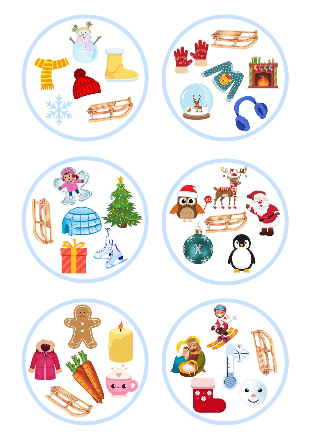 Dobble Game & Memory Game Winter Theme - Etsy