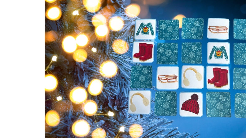 Dobble Game & Memory Game Winter Theme - Etsy