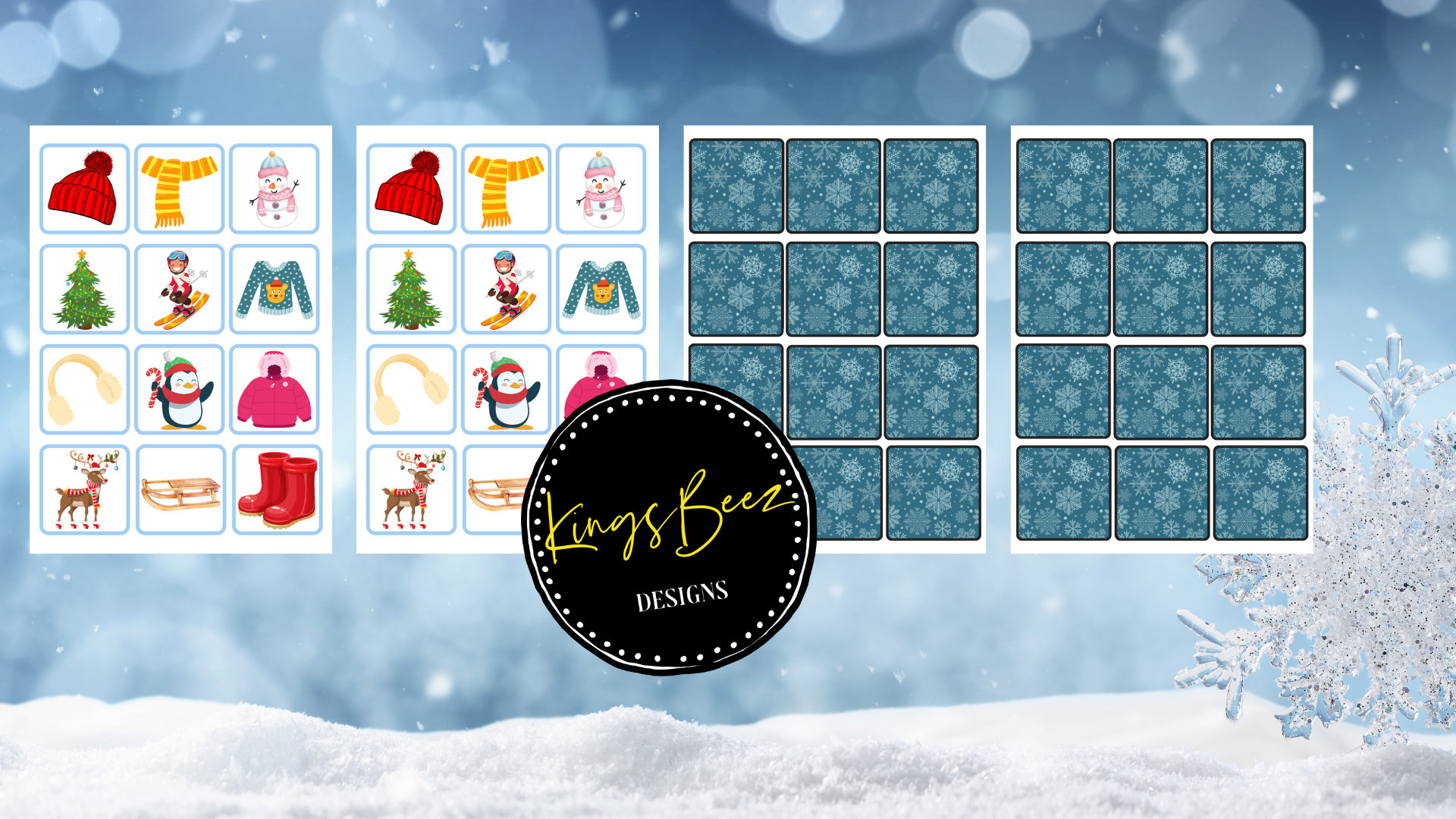 Dobble Game & Memory Game Winter Theme - Etsy