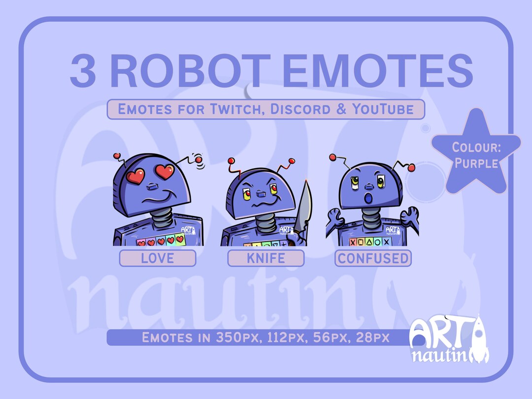 Emote Set Robot Cute Emote Pack for Twitch Discord or - Etsy Australia