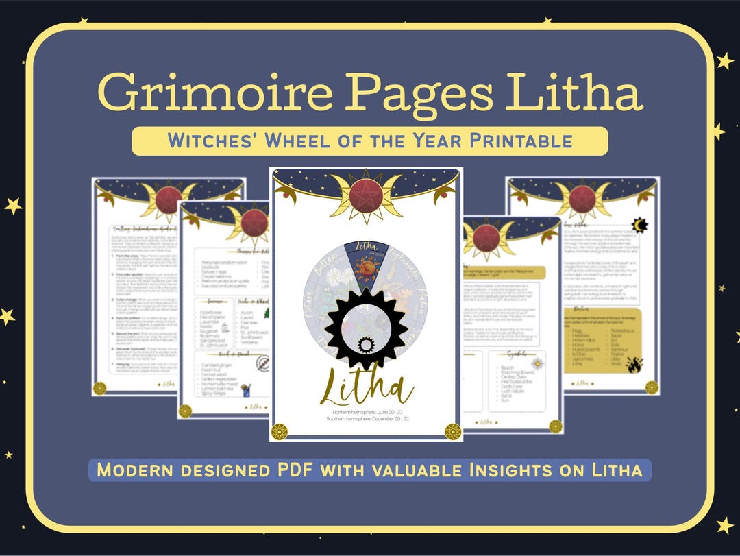 Witches’ Wheel of the Year Printable: LITHA | Witch Festival PDF for Self-printing | Litha ...