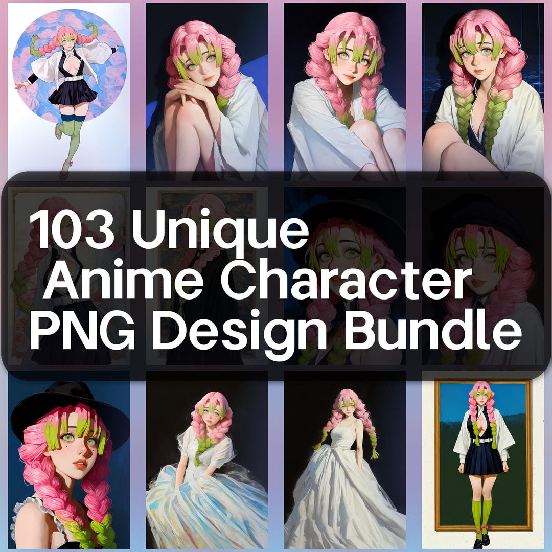 Mitsuri Kanroji Anime PNG Design Bundle (digital Download) - Etsy UK