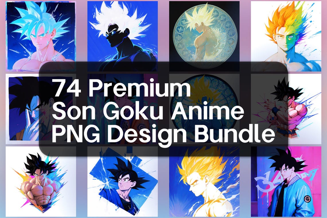 Son Goku Anime PNG Design Bundle, Wall Art, T-shirt, Mug (digital ...