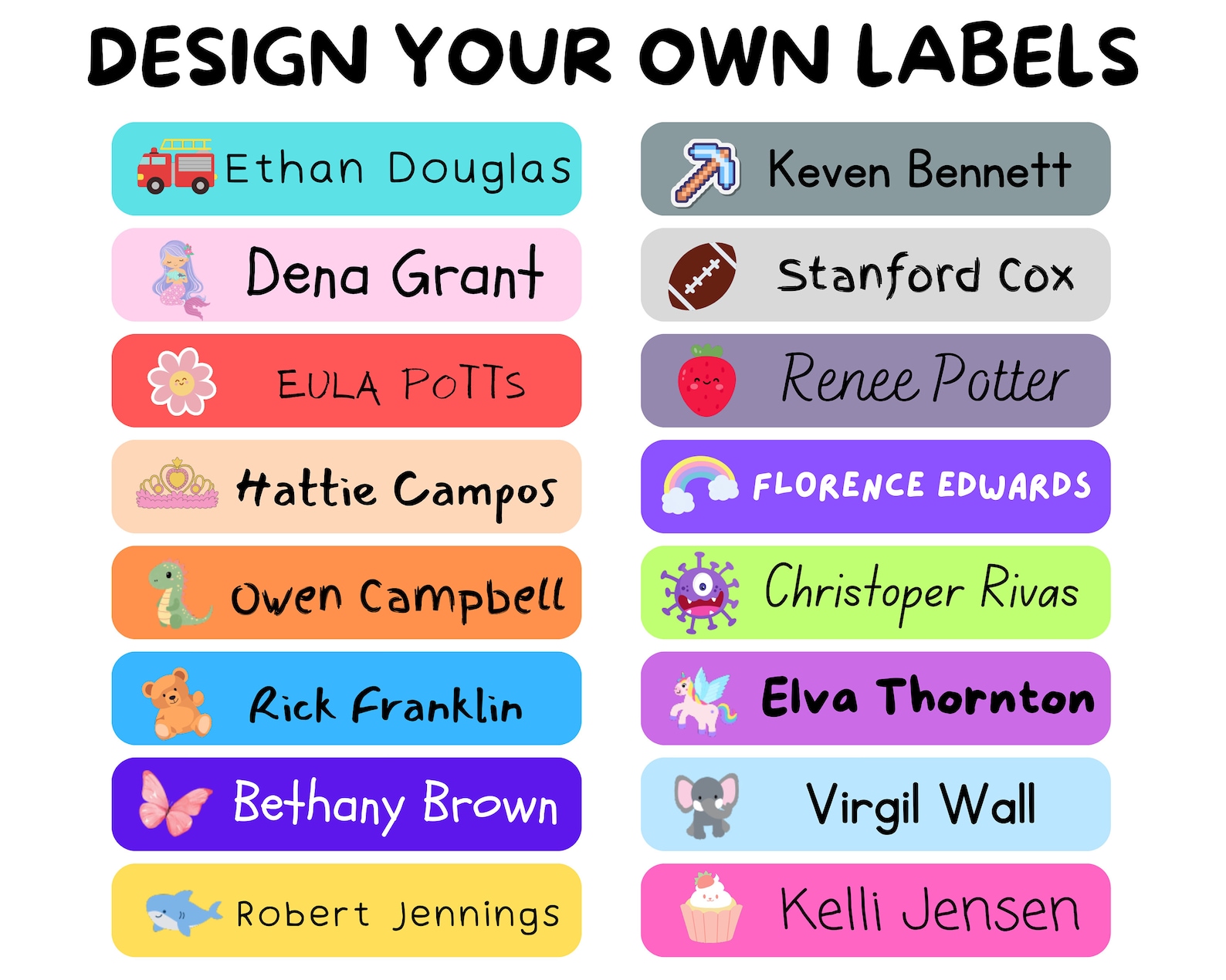 Custom School Supply Labels Daycare Name Labels Name Tags Personalized ...