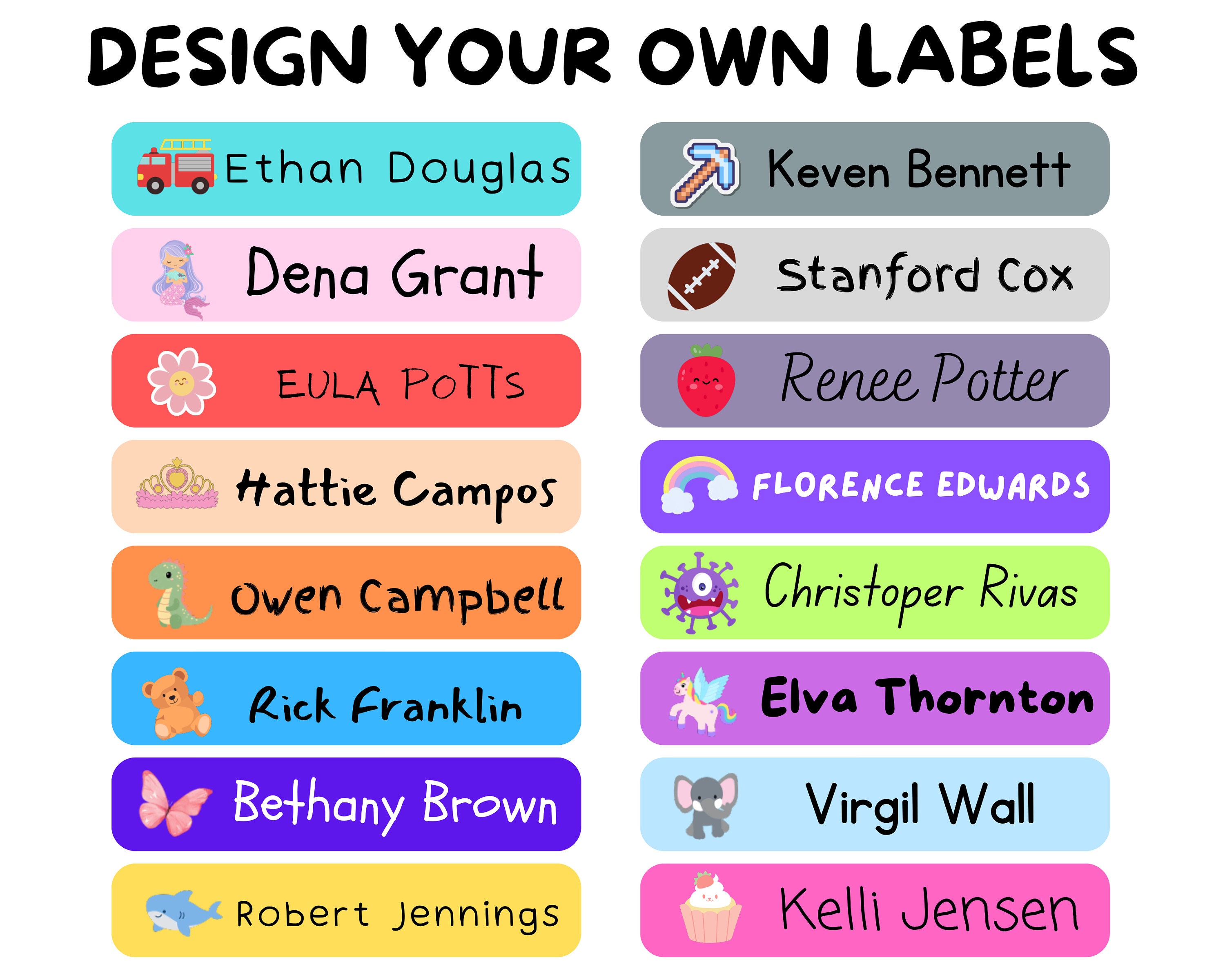 Custom School Supply Labels Daycare Name Labels Name Tags Personalized ...