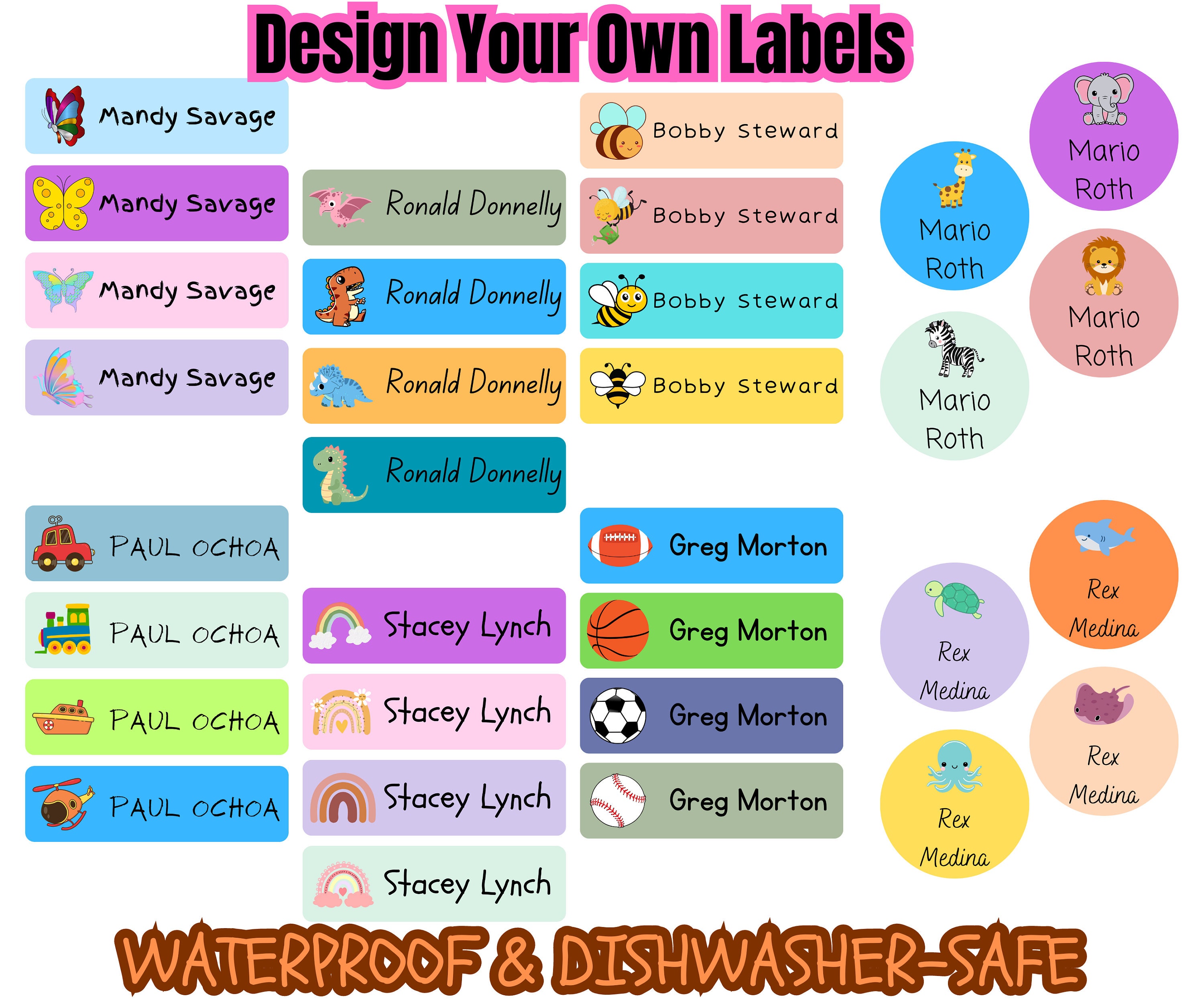 Custom School Name Labels Personalized Daycare Labels Waterproof Name ...