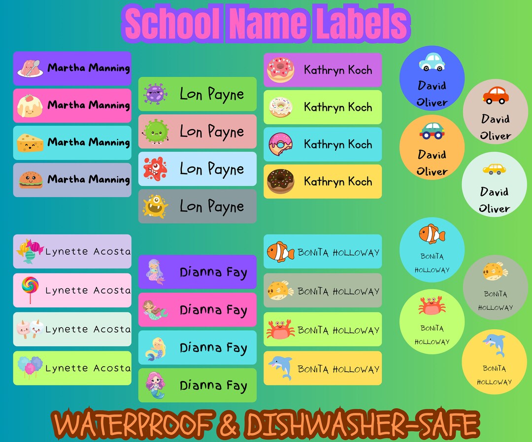 Custom Preschool Labels Personalized Daycare Labels School Name Labels ...