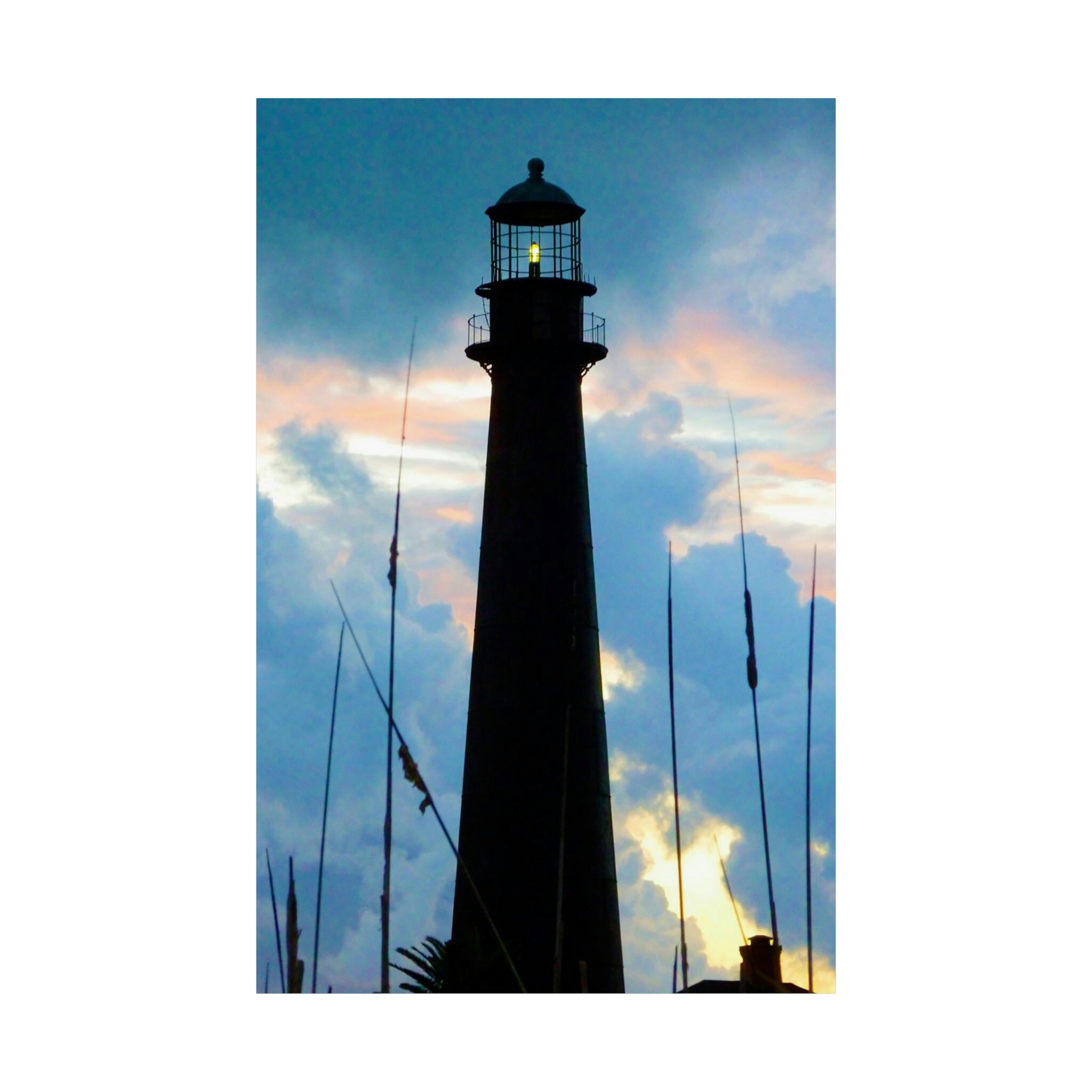 Bolivar Point Lighthouse at Dusk, Poster, Coastal Wall Art, Beach House ...