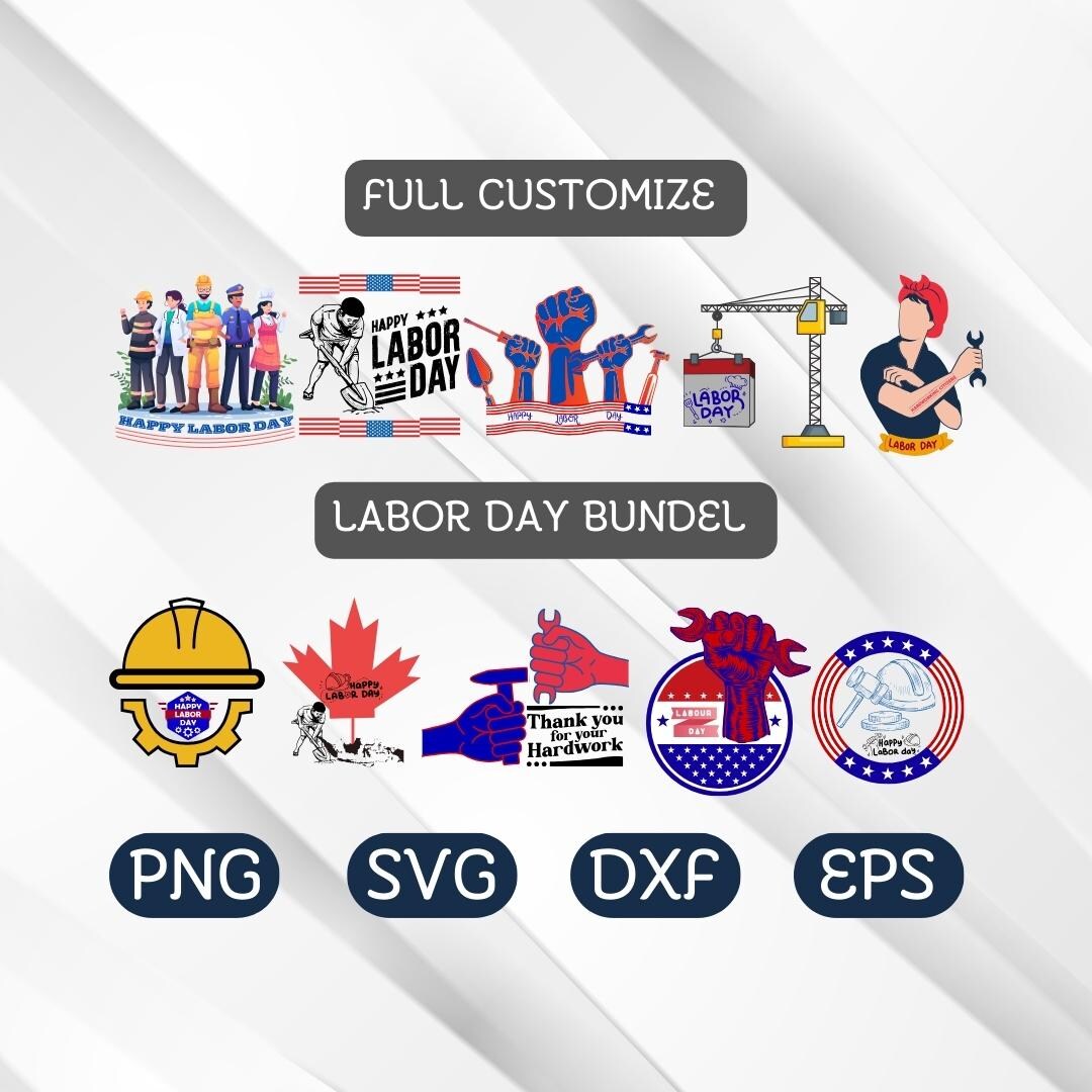 Labor Day Bundle: SVG, PNG, JPG Digital Download Party, Printables ...