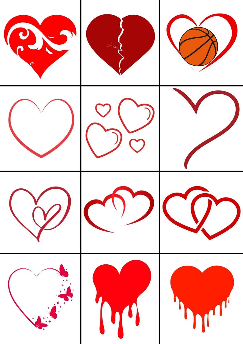 108 Heart Design Bundle SVG, Png, Eps, DXF, JPG Valentine's Day, Craft ...