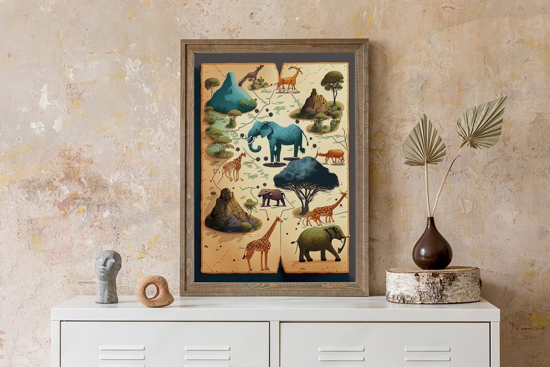 Digital Print Traeger Hunting Map Accent Mountain & Animals - Etsy