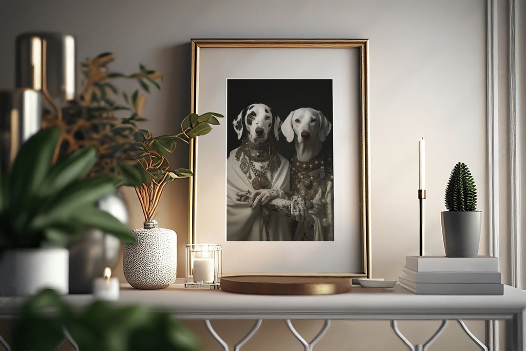 Digital Print Realistic Dogs Wall Art Two Dogs Wearing - Etsy