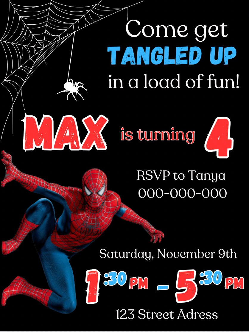 Spider-man Invite - Etsy