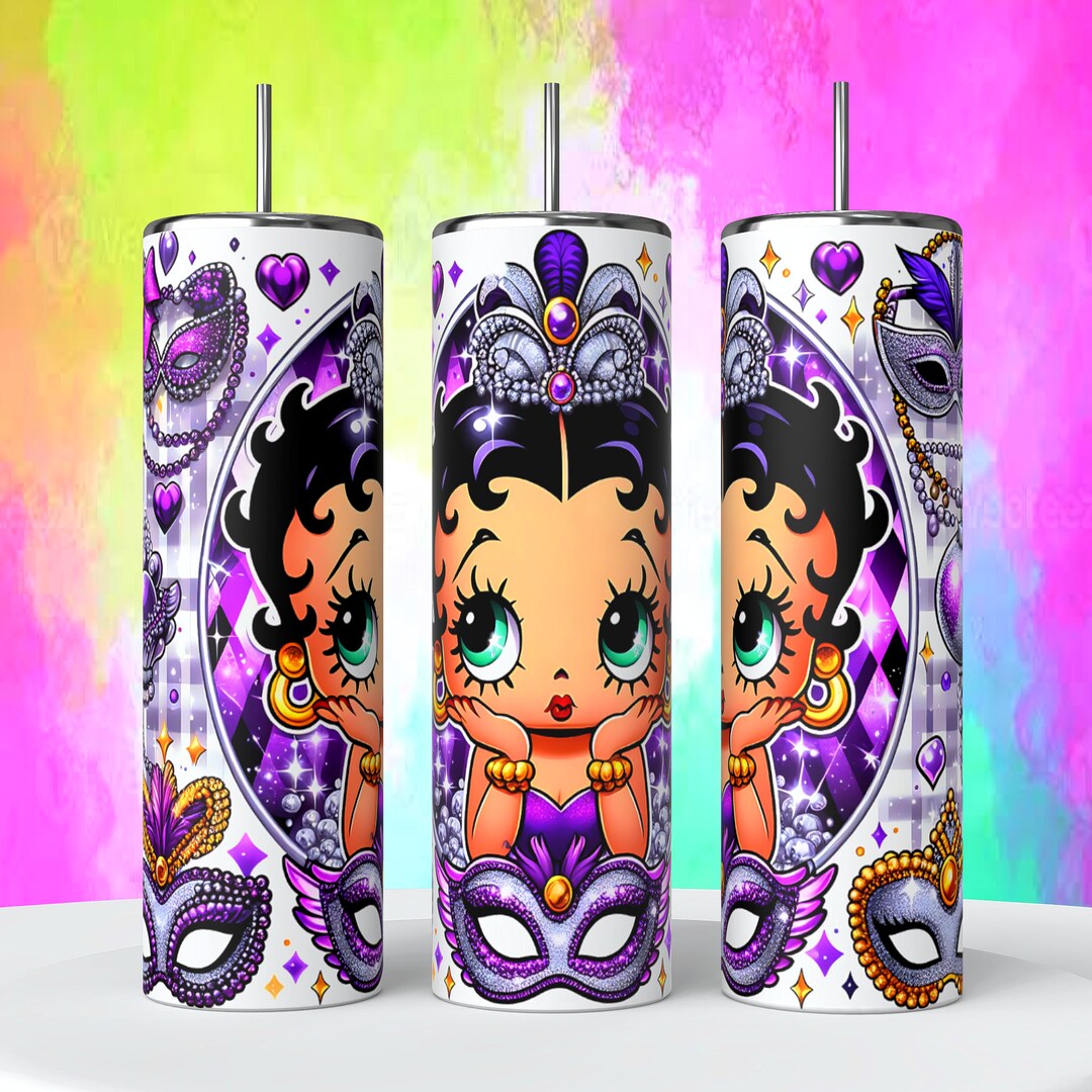 20oz B Boop Tumbler Wrap Design, B Boop Violet Cartoon Tumblers Design ...
