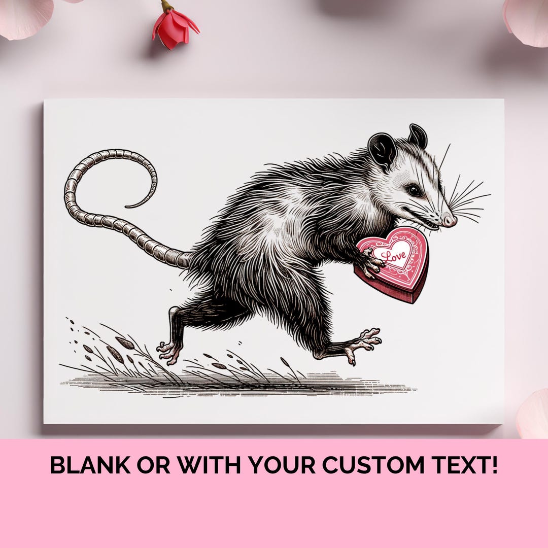 Personalized Possum Valentine’s Day Anniversary Card Cute Opossum With ...