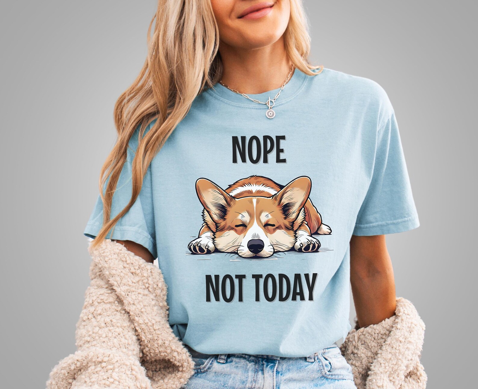 Funny Pembroke Welsh Corgi Shirt Nope Not Today Premium Comfort Colors ...