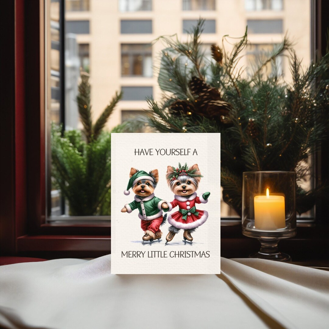 Christmas Cards, Holiday Card Set for Yorkshire Terrier Lovers, Cute ...