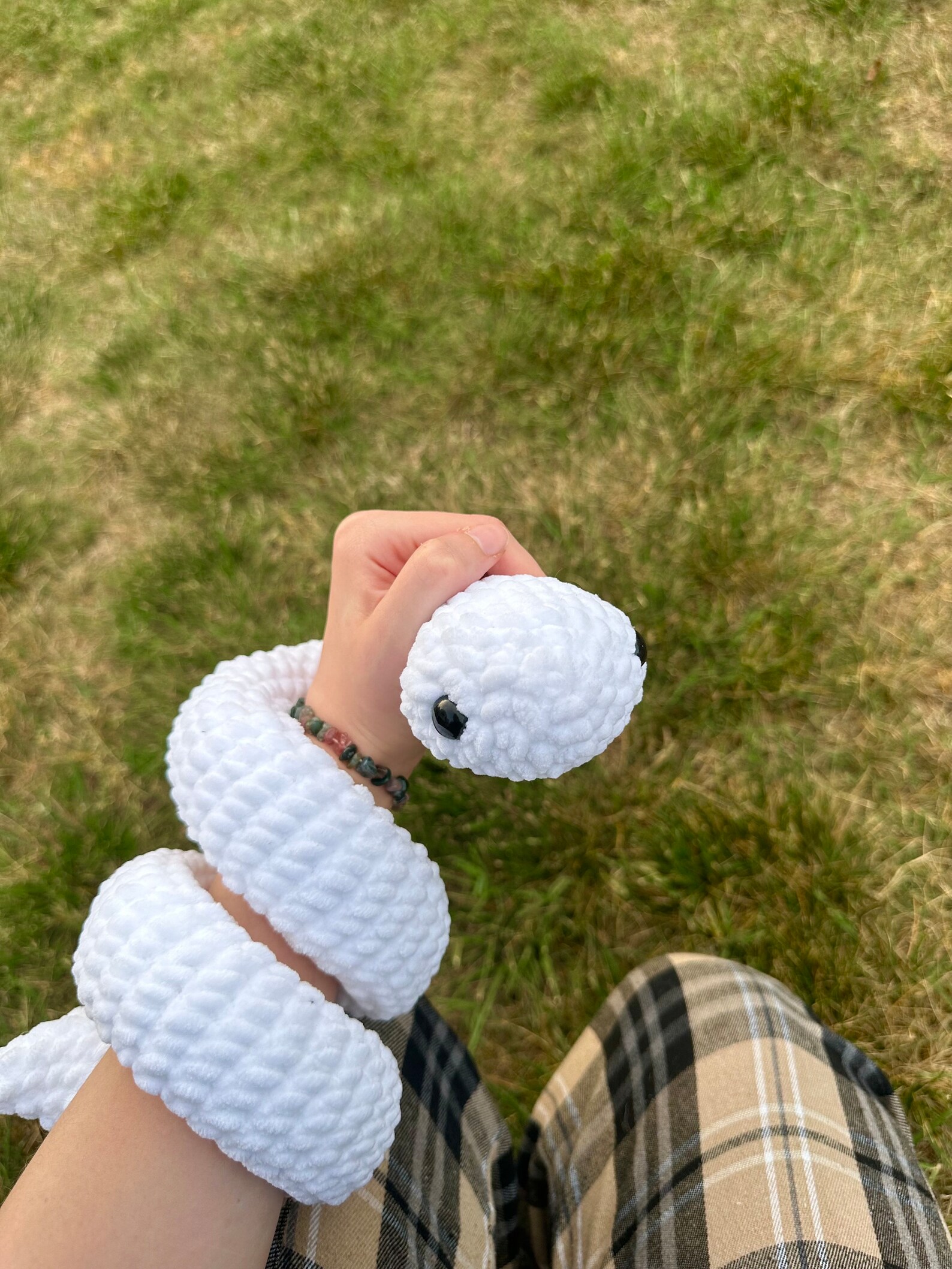Handmade Large Albino Snake Plush, Crochet Whimsical Amigurumi Creature ...