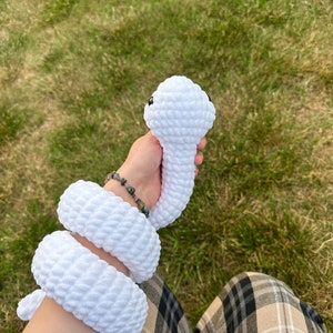 Handmade Large Albino Snake Plush, Crochet Whimsical Amigurumi Creature ...