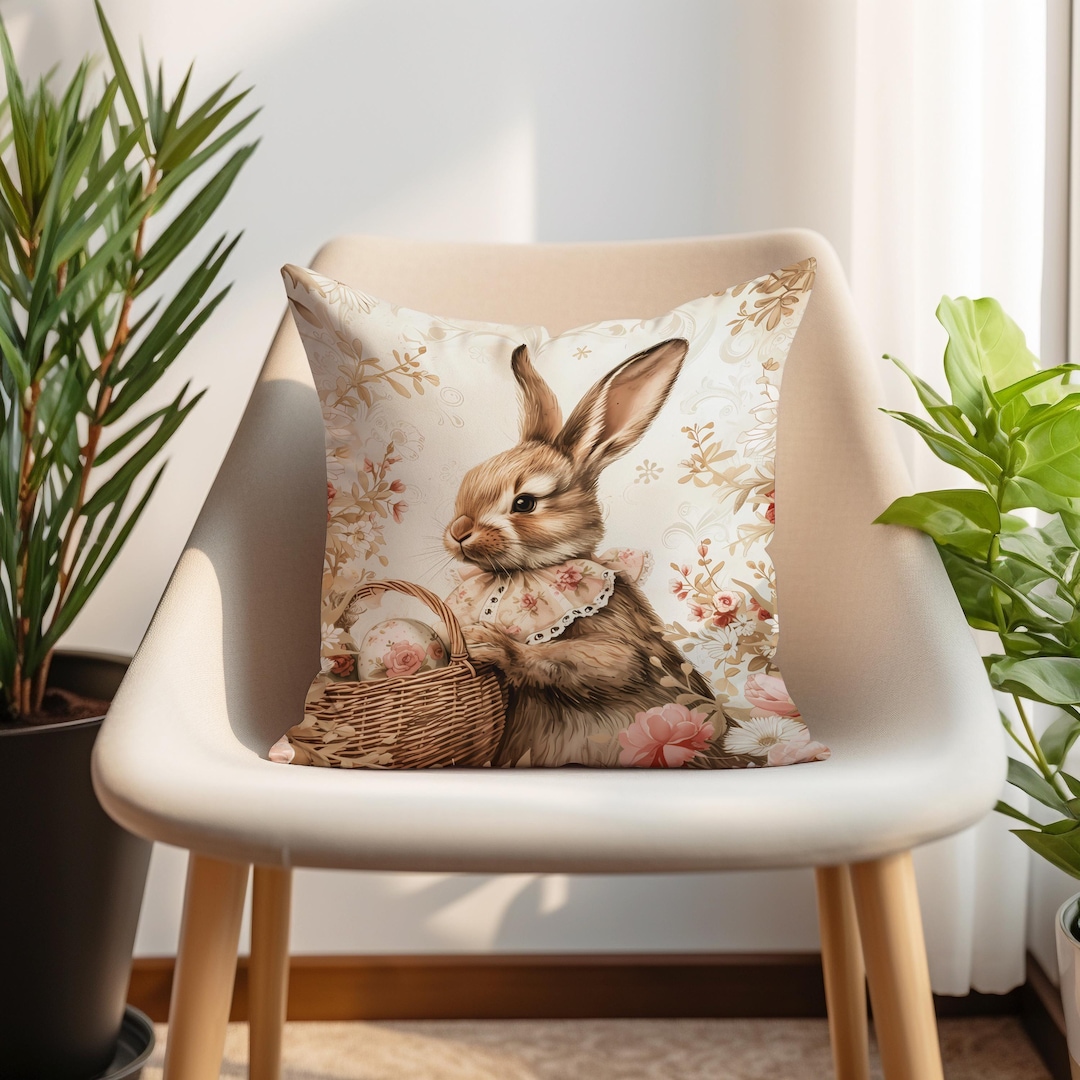 Easter Bunny Throw Pillows, Easter Bunny Pillow Cover, Vintage Easter ...