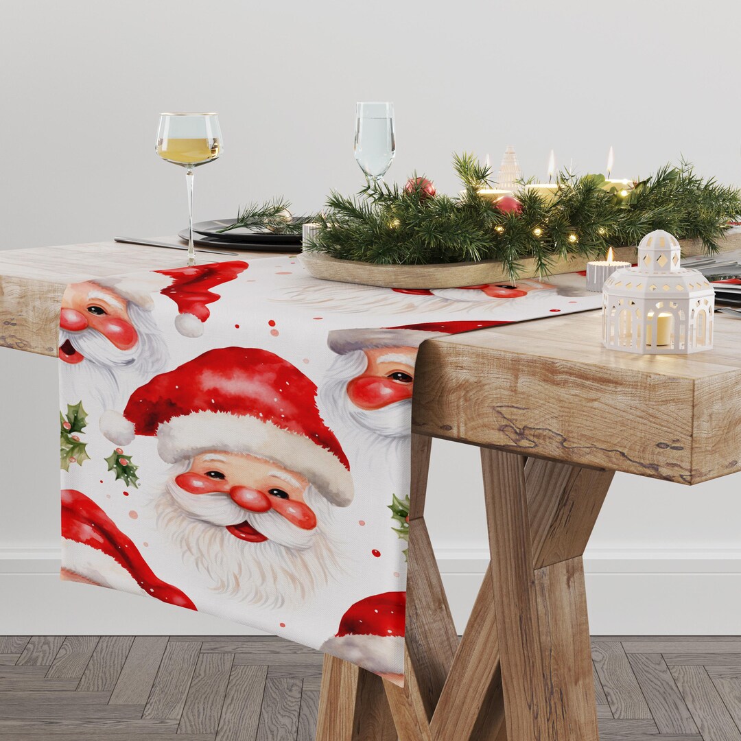 Christmas Santa Table Decor, Santa Table Runner, Christmas Santa Runner ...