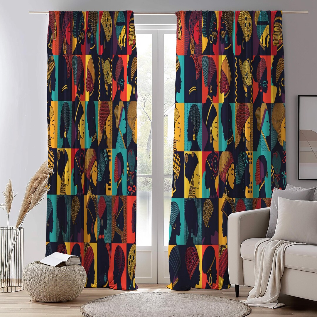 African Pattern Curtains, African Style Window Drape, African Style ...