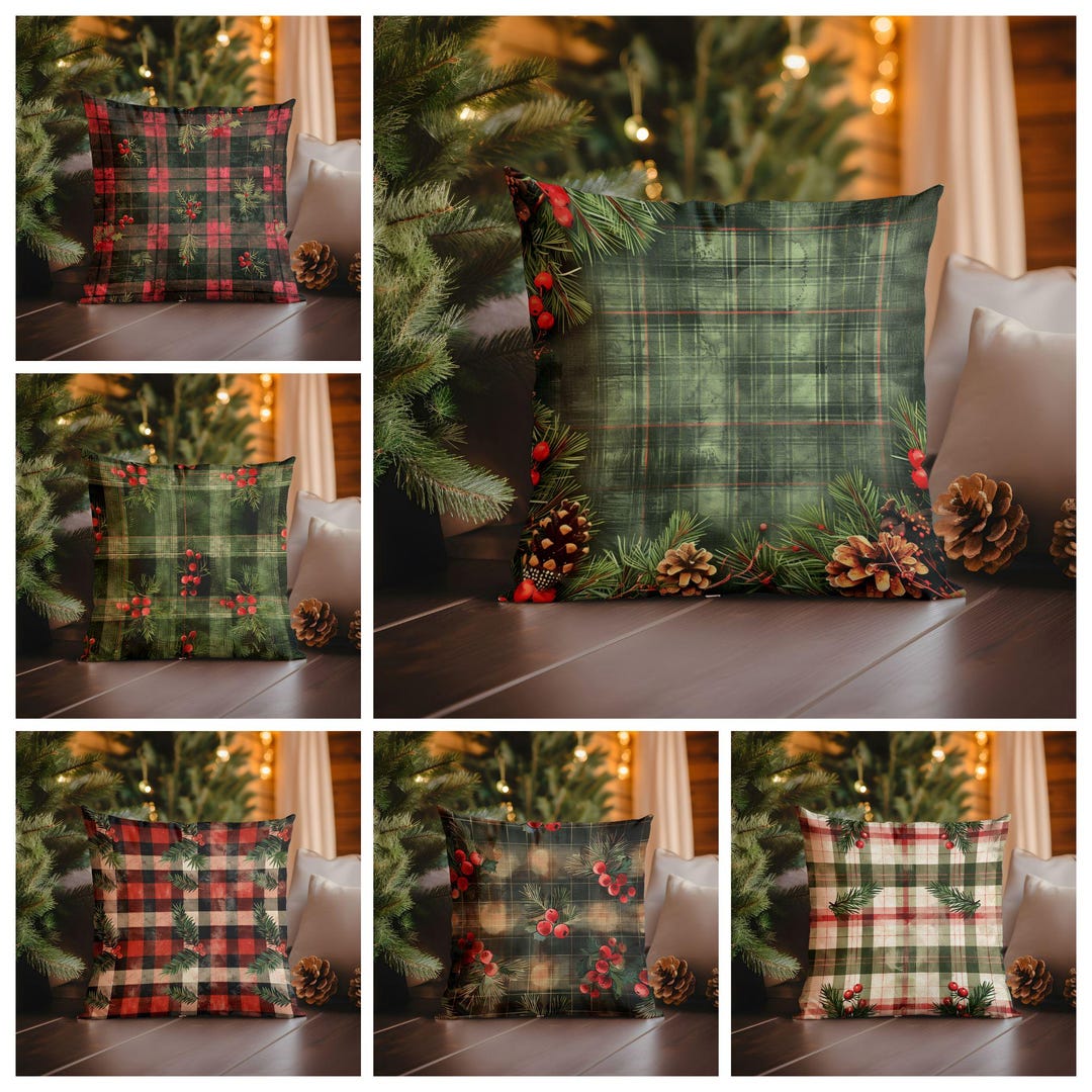 Christmas Plaid Pillow, Christmas Plaid Cover, Christmas Pillows ...