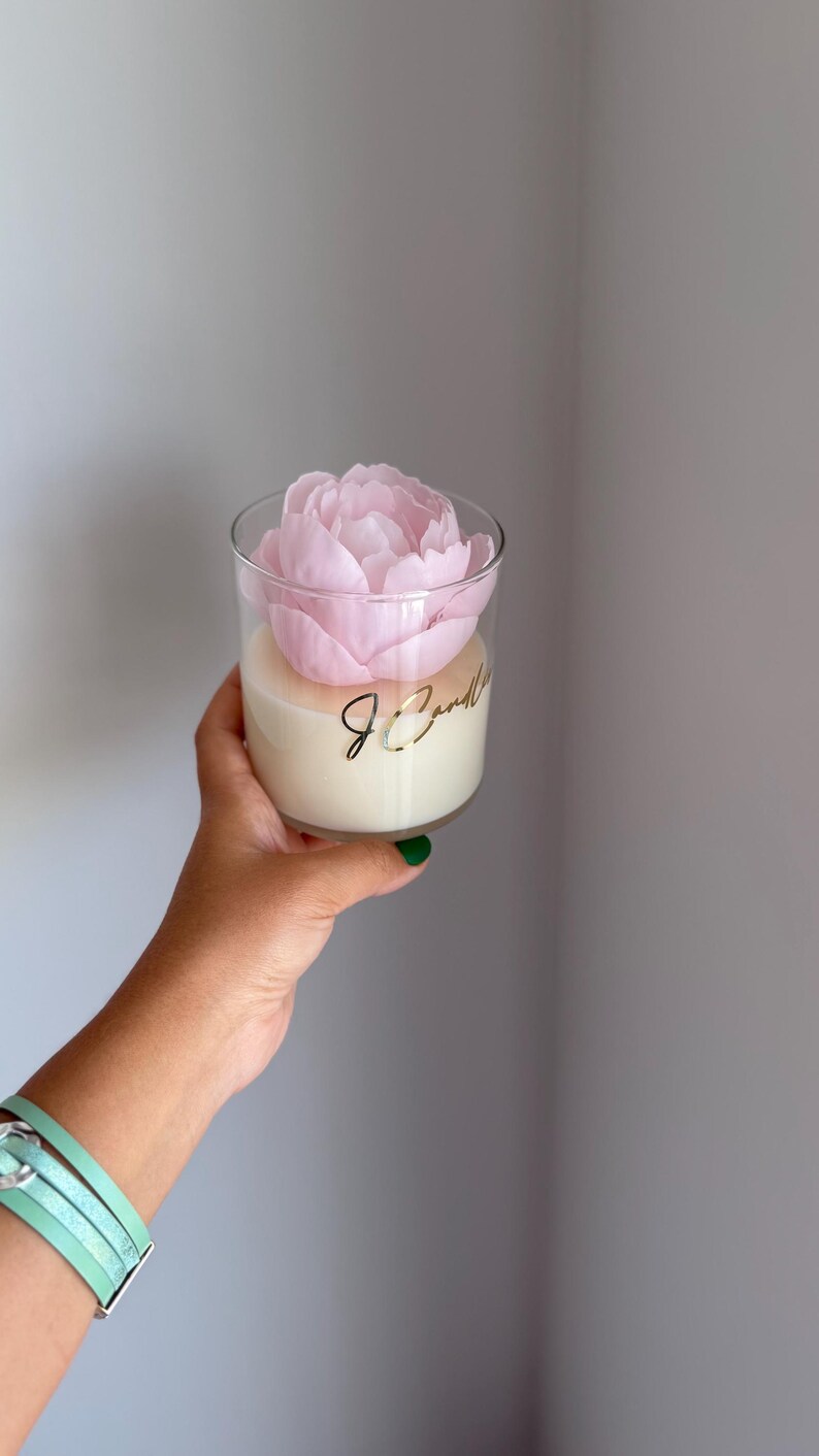Handmade Peony Candle in Glass Jar – Choose Your Size, Luxury Mother ...