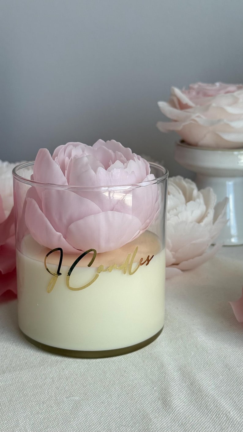Handmade Peony Candle in Glass Jar – Choose Your Size, Luxury Mother ...