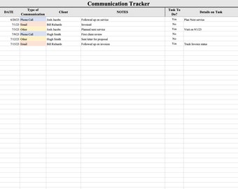 Client Communication Tracker Template, Customer Communication Log ...