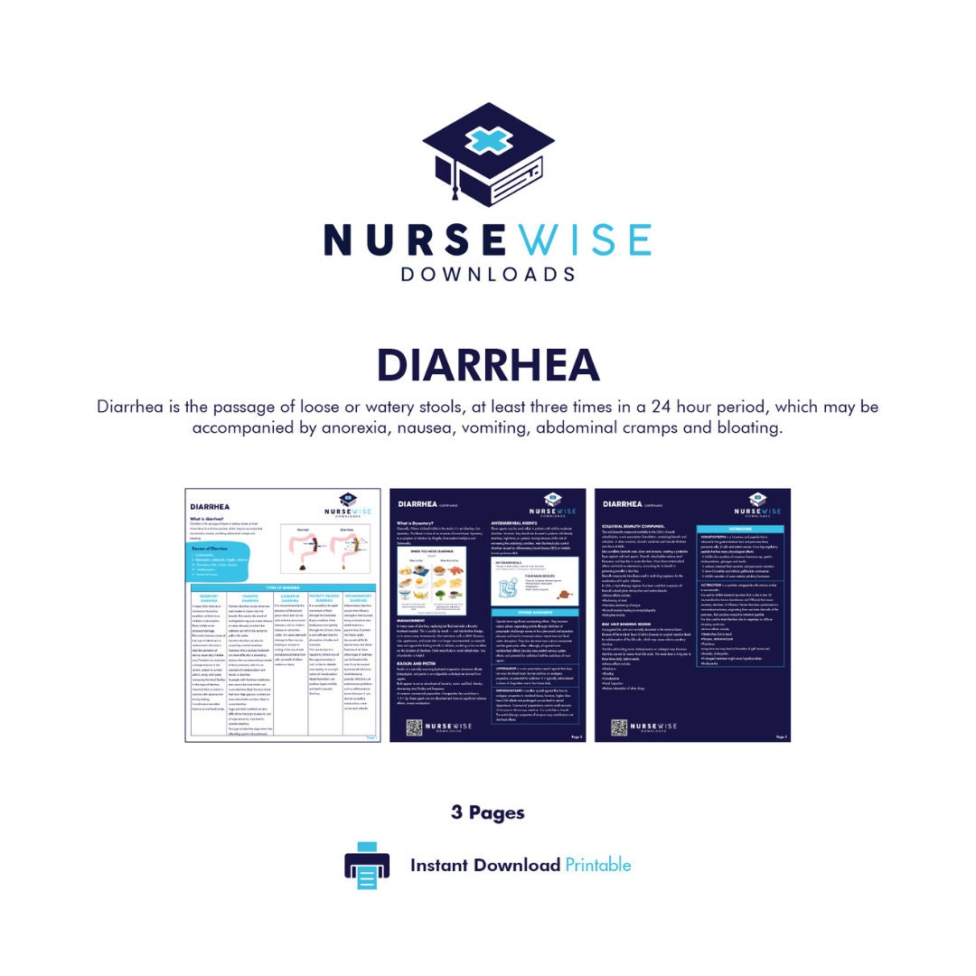 DIARRHEA Diagnosis and Management NURSING RESOURCE Bundle – Digital ...