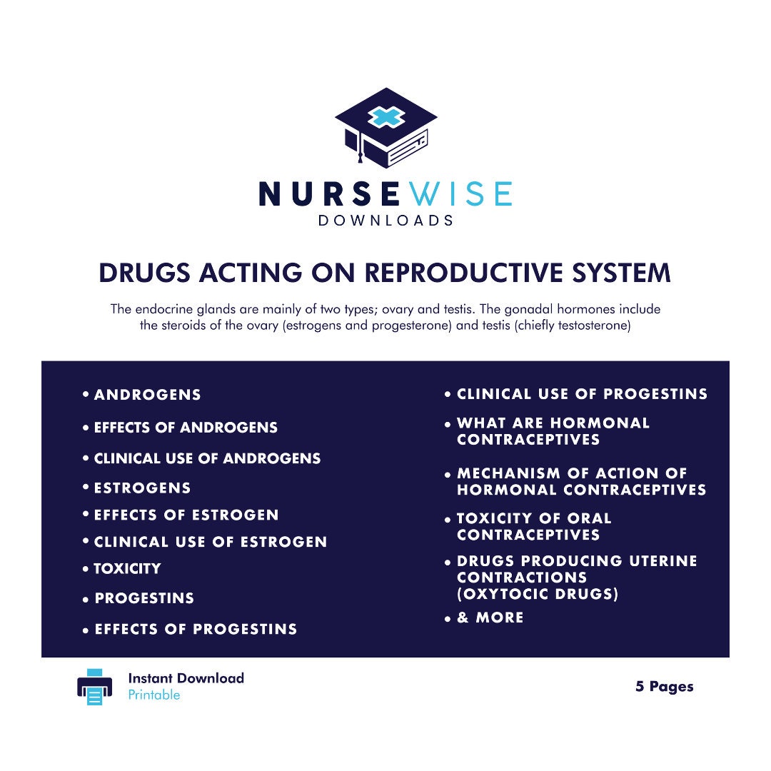 REPRODUCTIVE SYSTEM DRUGS Comprehensive Resource Bundle for Nurse ...