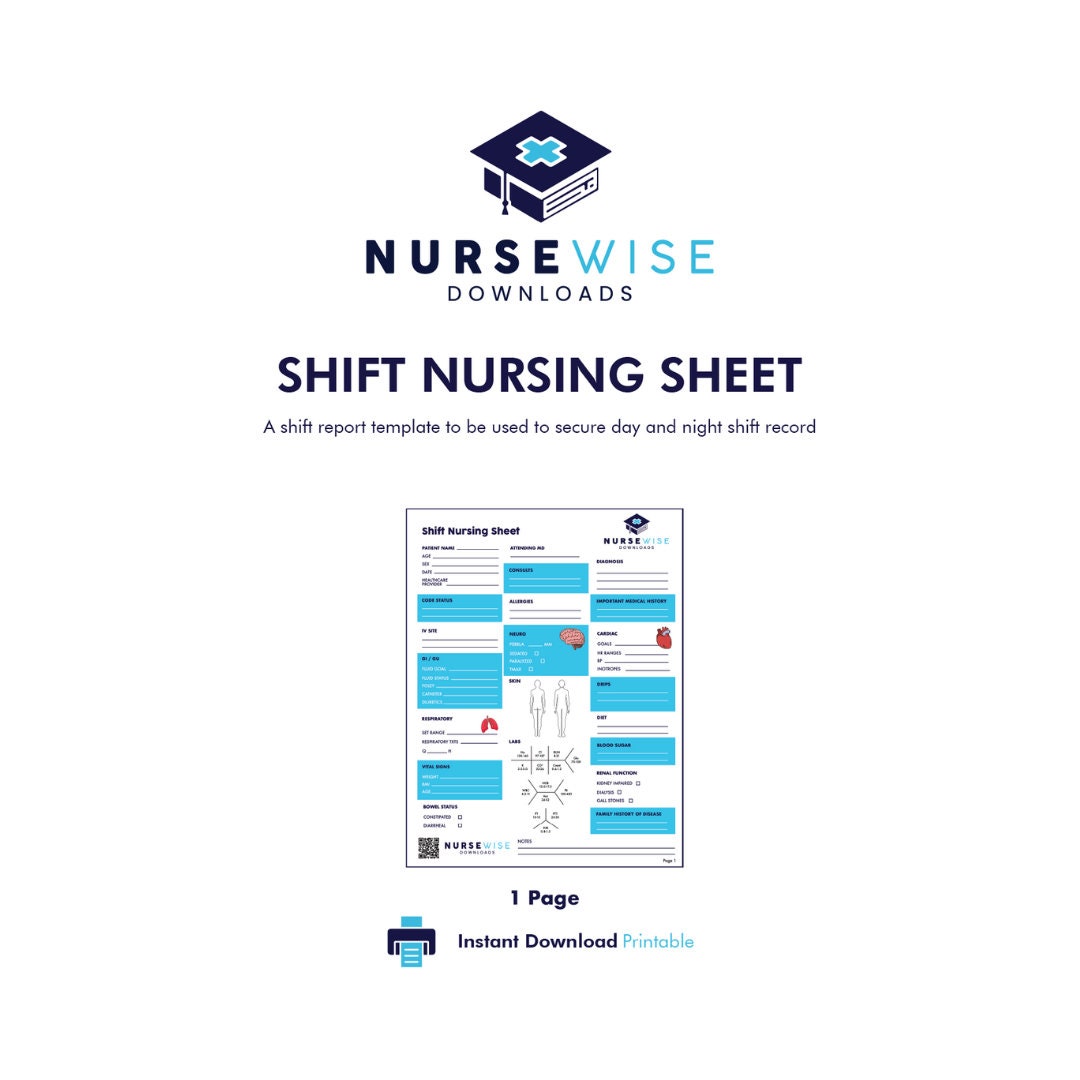 Day and Night NURSING REPORT SHEET Bundle Digital Download – Nurse ...