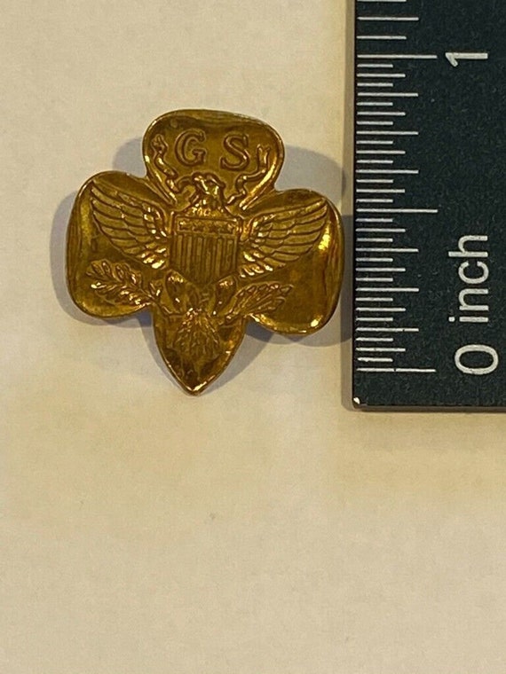 Vintage Girl Scouts Gold Tone Trefoil Logo Lapel Sash… - Gem